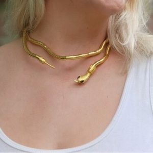 Jewelry | Snake Collar Flexible Adjustable Necklace Gold Serpentine ...